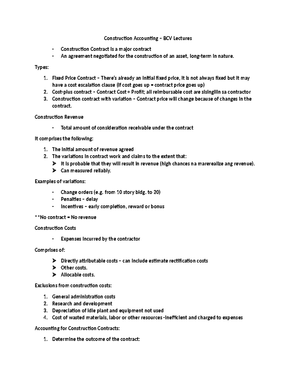Construction Accounting – BCV Lecture Notes on Contracts & Revenues ...