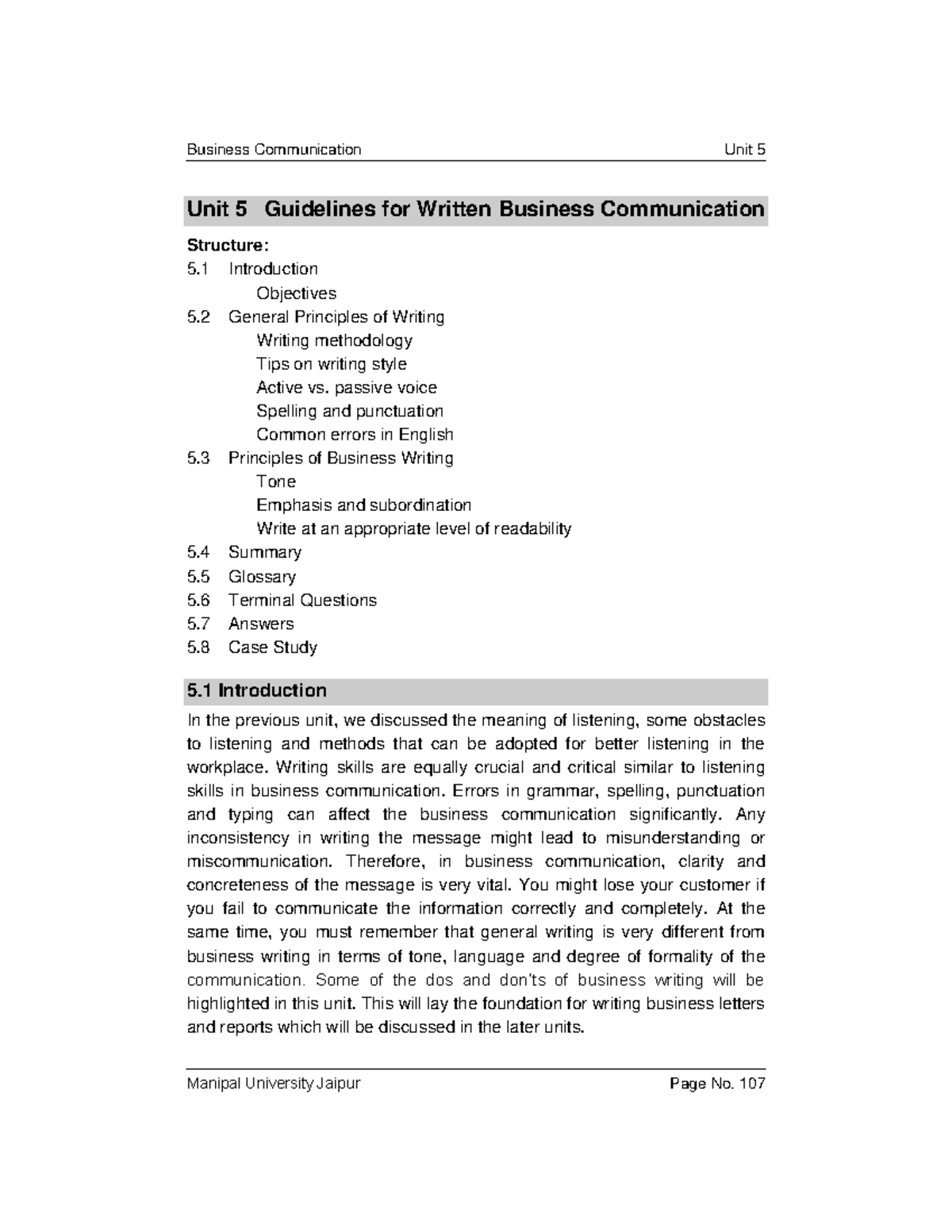 Unit 5: Effective Business Writing Guidelines and Practices - Studocu