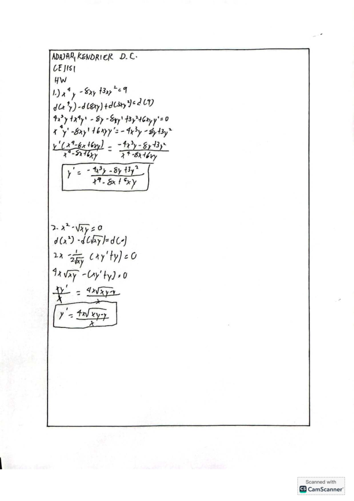 Homework midterm Adajar - Engineering Economy - ADAJAR, KENDRIER D. C ...