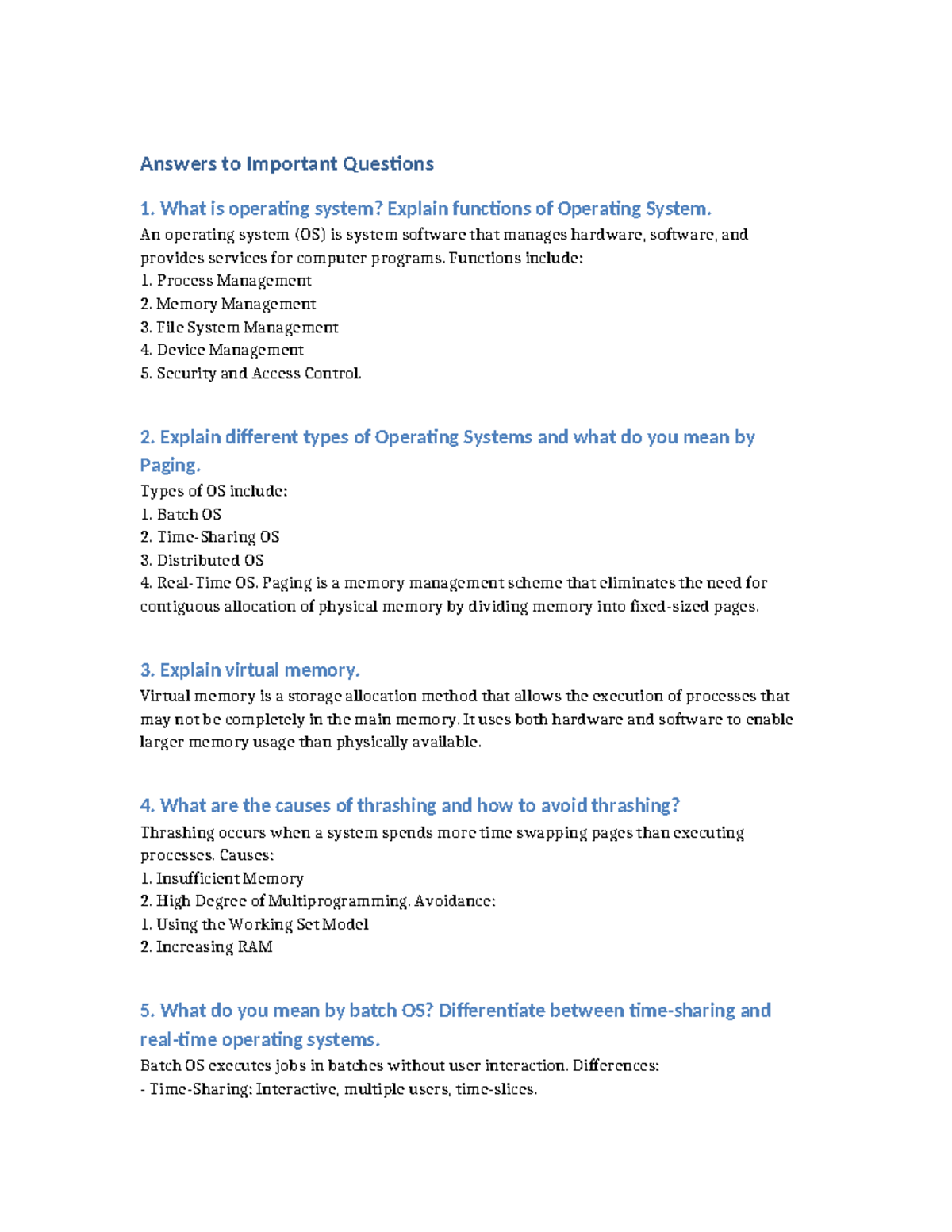 Important Questions Answers 5 Marks - Answers to Important Questions 1 ...