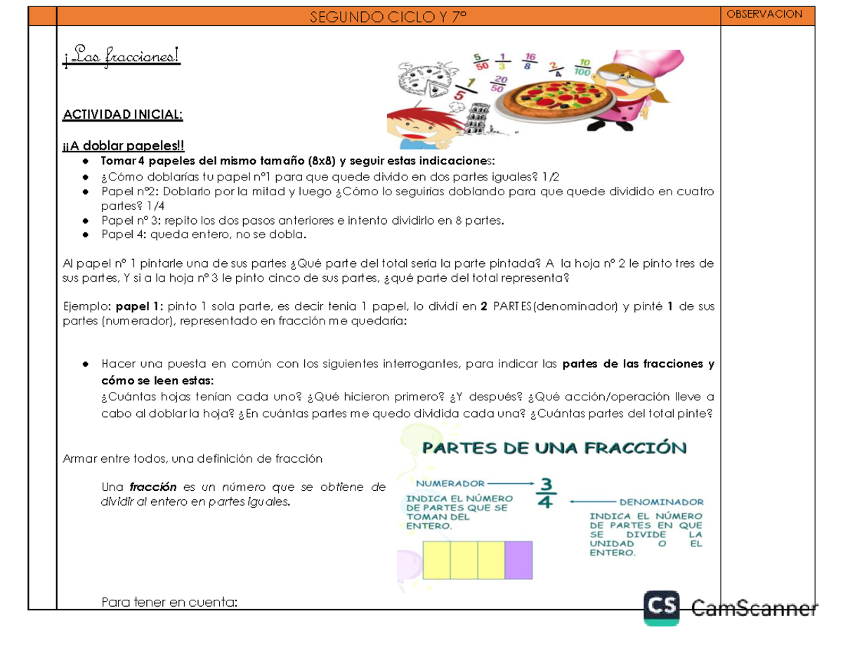 Fracciones y Números Decimales: Actividades 2° Ciclo - Studocu