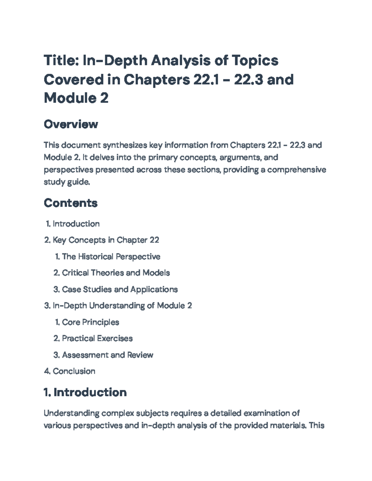 Comprehensive Study Guide for Chapters 22.1 - 22.3 and Module 2 - Title ...
