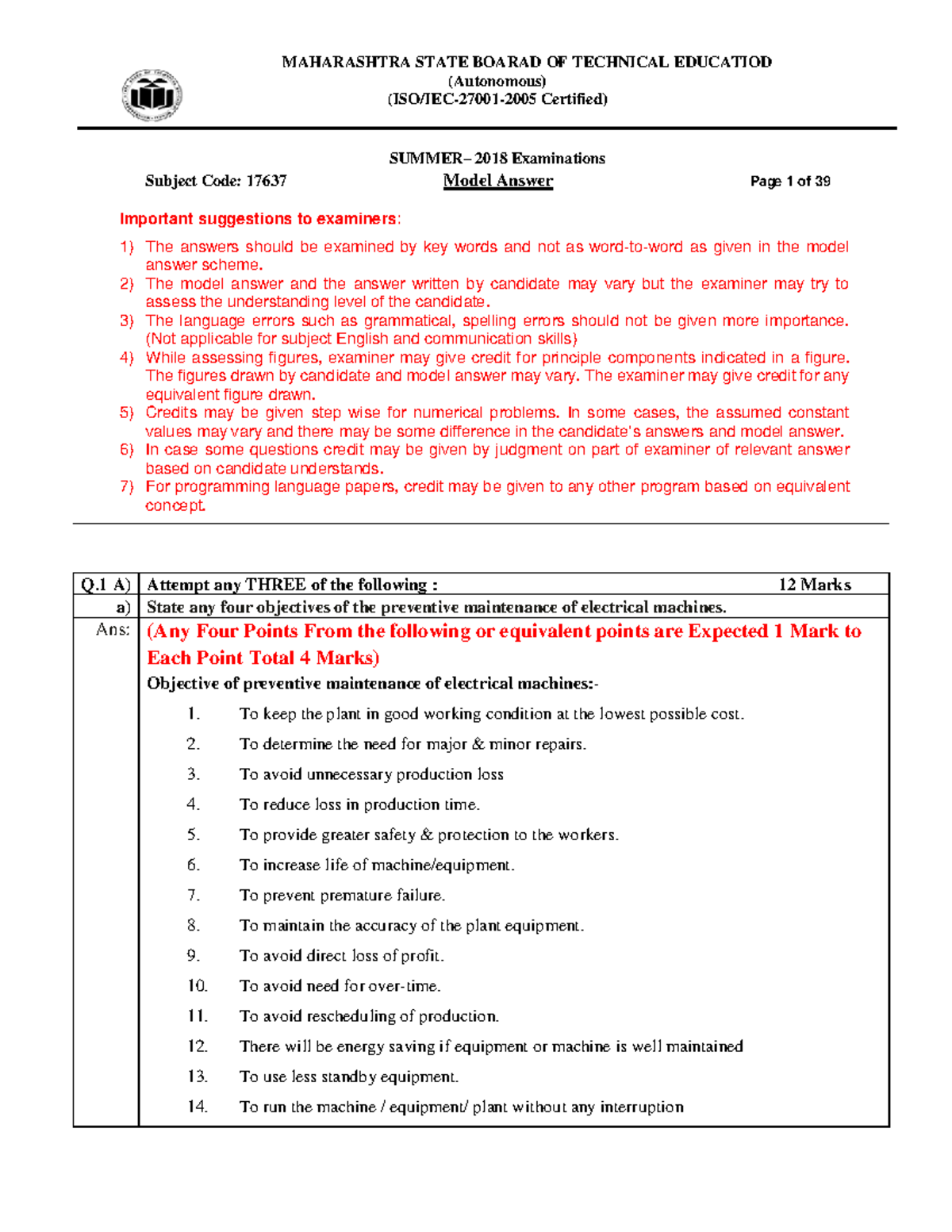 22627 2018 Summer model answer paper - (Autonomous) (ISO/IEC- 27001 - 2005 Certified) SUMMER ...