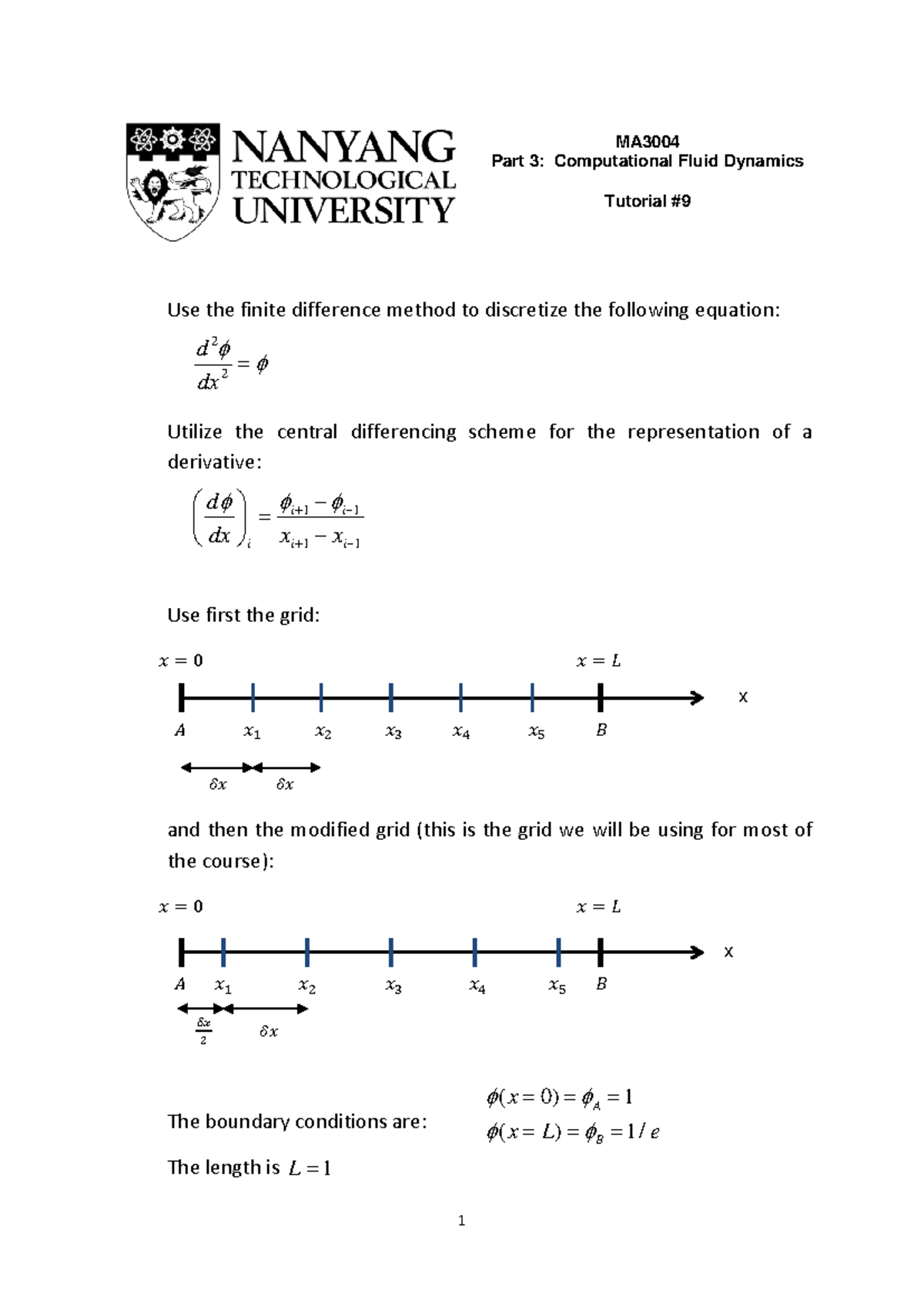 MA3004 CFD Tutorial: Finite Difference Method & Temperature ...
