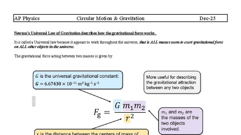 AP Physics Circular Motion: Universal Gravitation & Orbital Dynamics ...