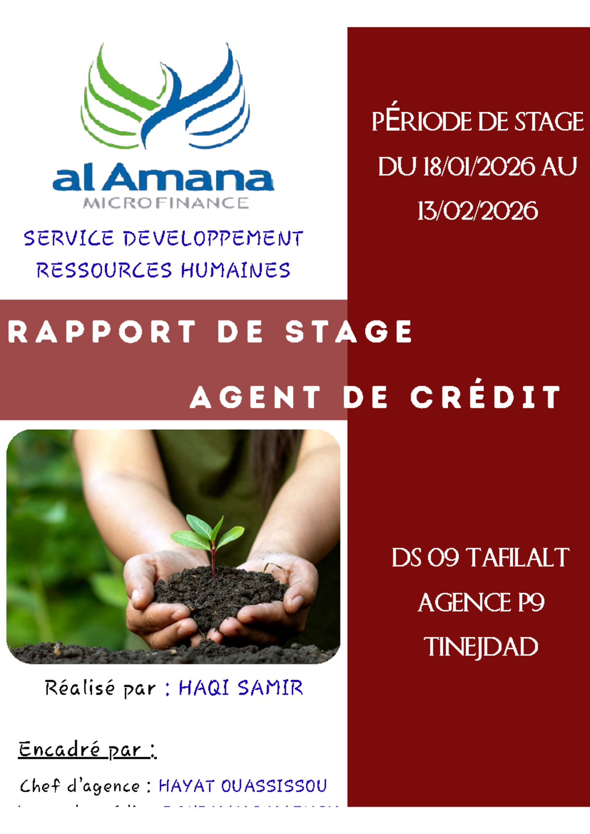 Rapport de Stage en Ressources Humaines - DS 09 TAFILALT P9 TINEJDAD ...