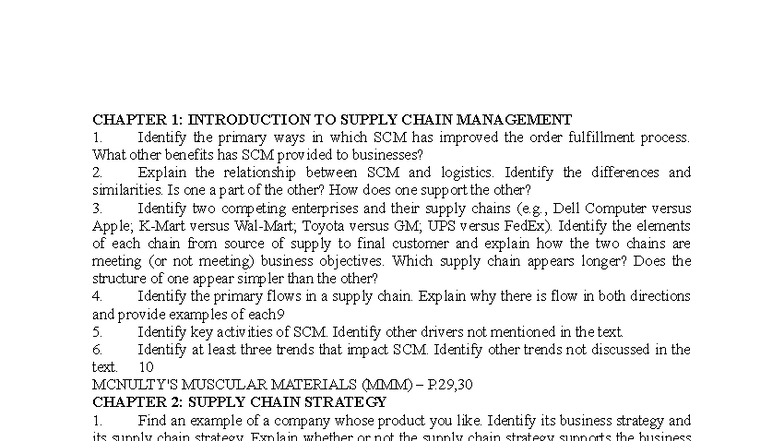 CHAPTER 1: INTRODUCTION TO SUPPLY CHAIN MANAGEMENT - Key Concepts and ...