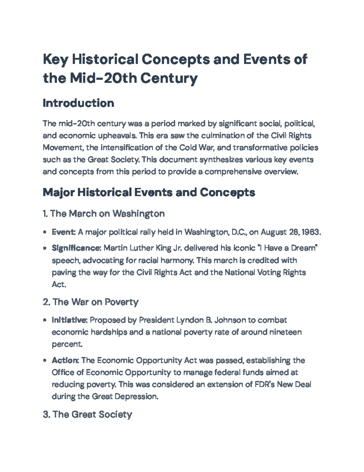Key Historical Events and Concepts of the Mid-20th Century (HIST 101 ...