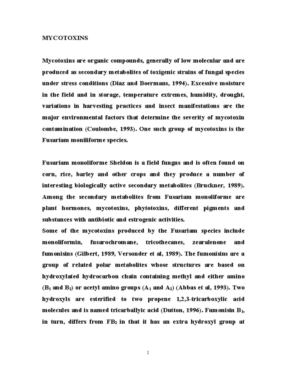 Myc L1-Review: Insights into Mycotoxins and Fumonisin B1 Mechanisms ...
