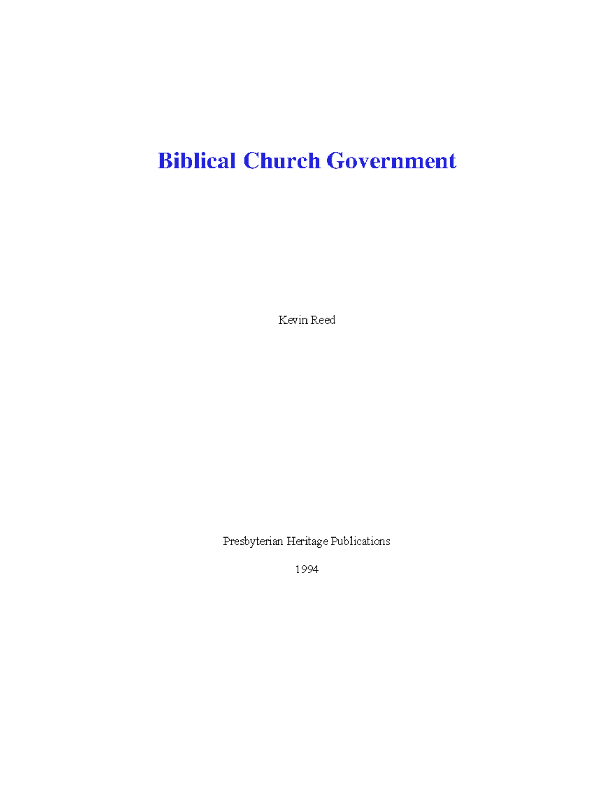 Presbyterian Polity: Principles of Biblical Church Governance - Studocu