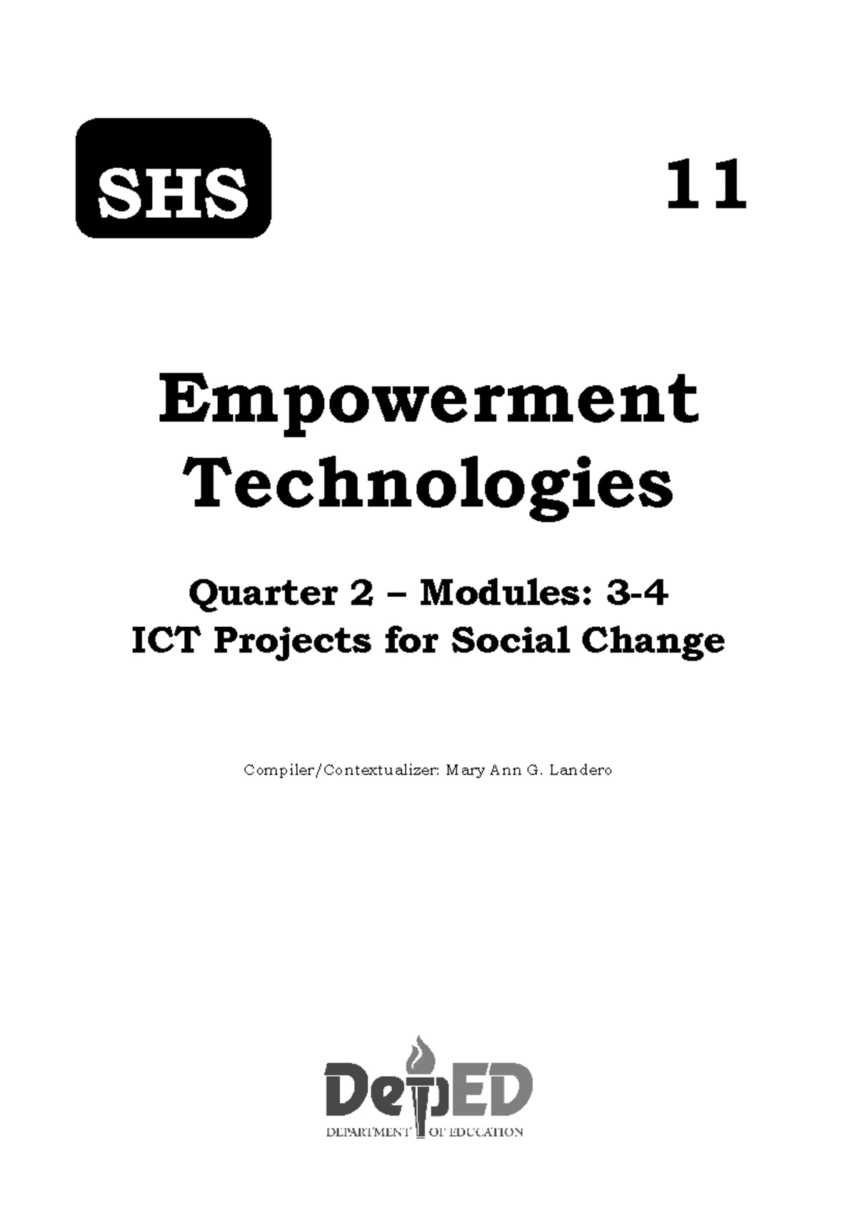 Empowerment Tech Q2 Module 2 - 11 Empowerment Technologies Quarter 2 – Module 2: ICT as Platform ...
