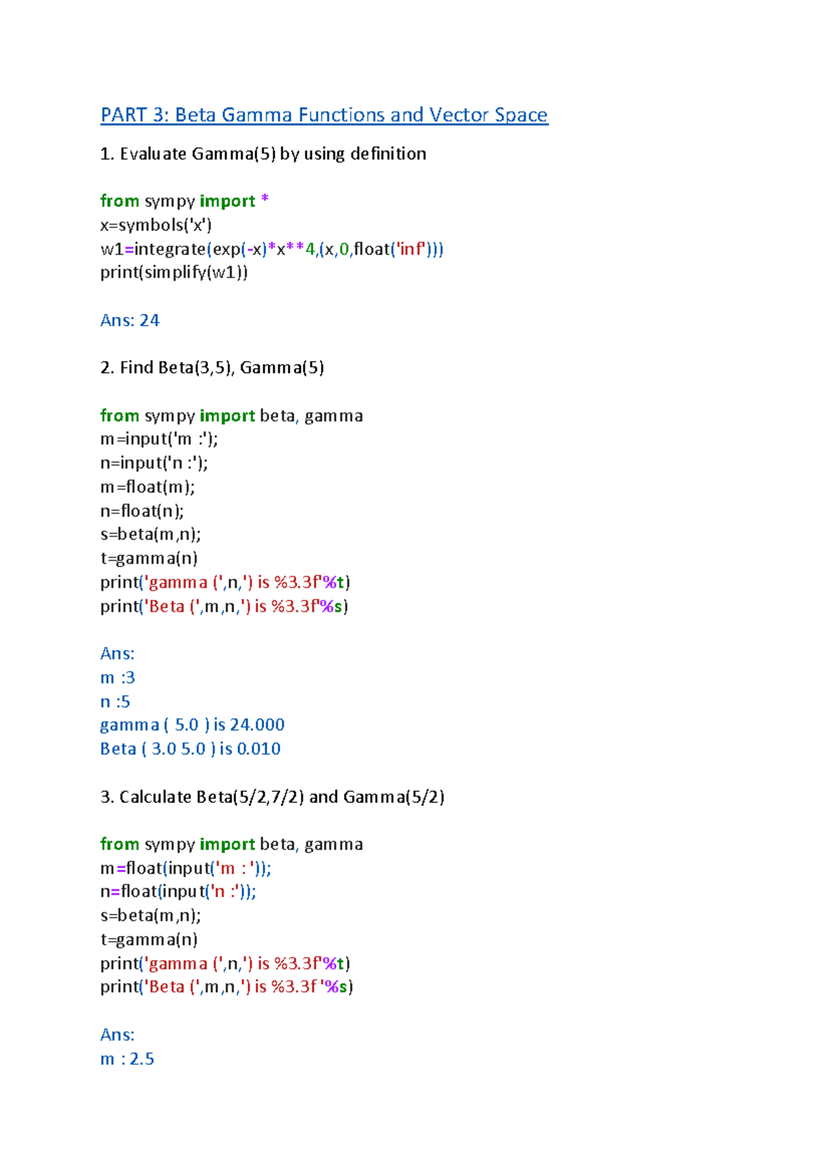 M2 Lab 2 - Beta Gamma Functions & Numerical Methods - Studocu