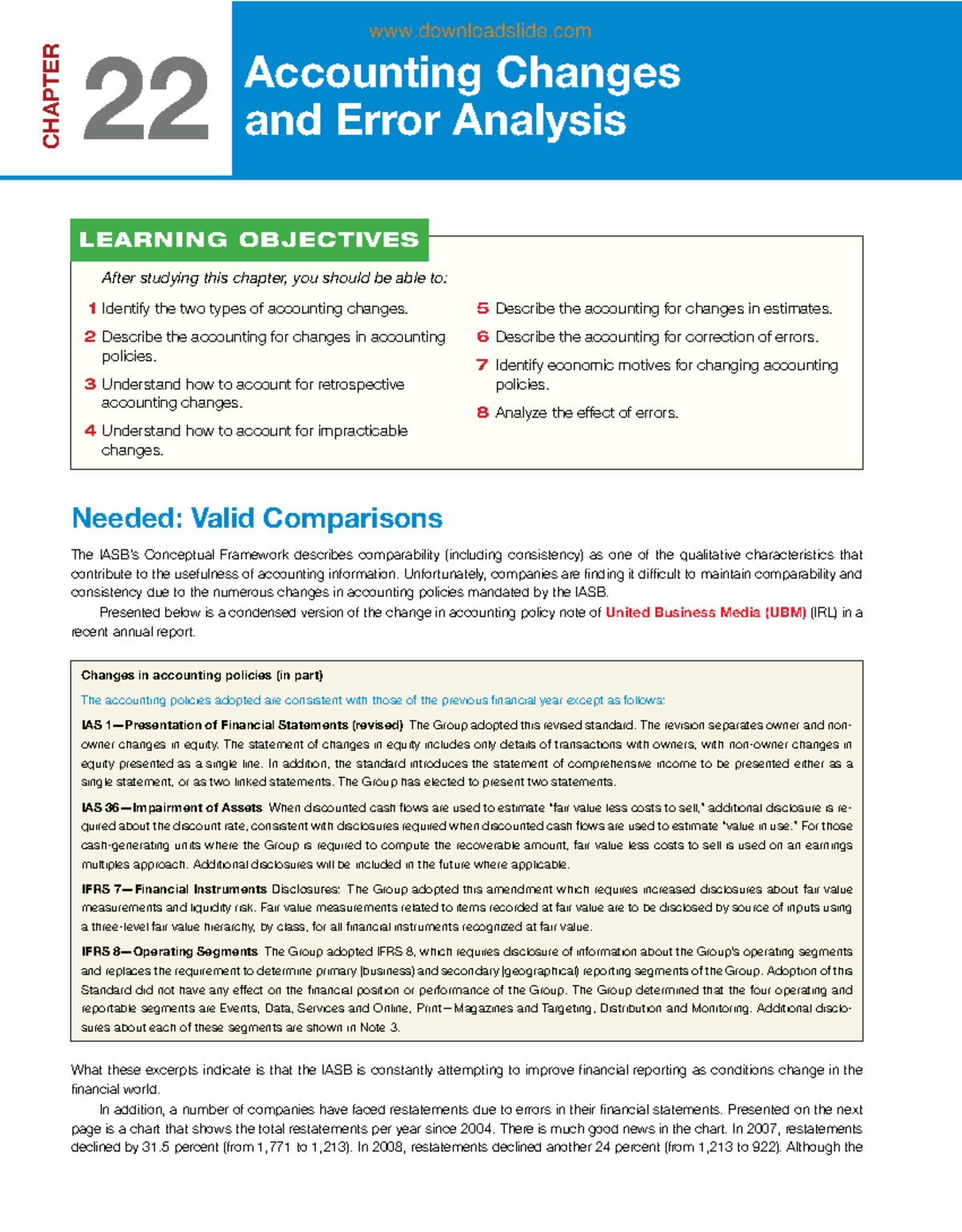 IFA II - Chapter 22: Accounting Changes & Error Analysis Overview - Studocu