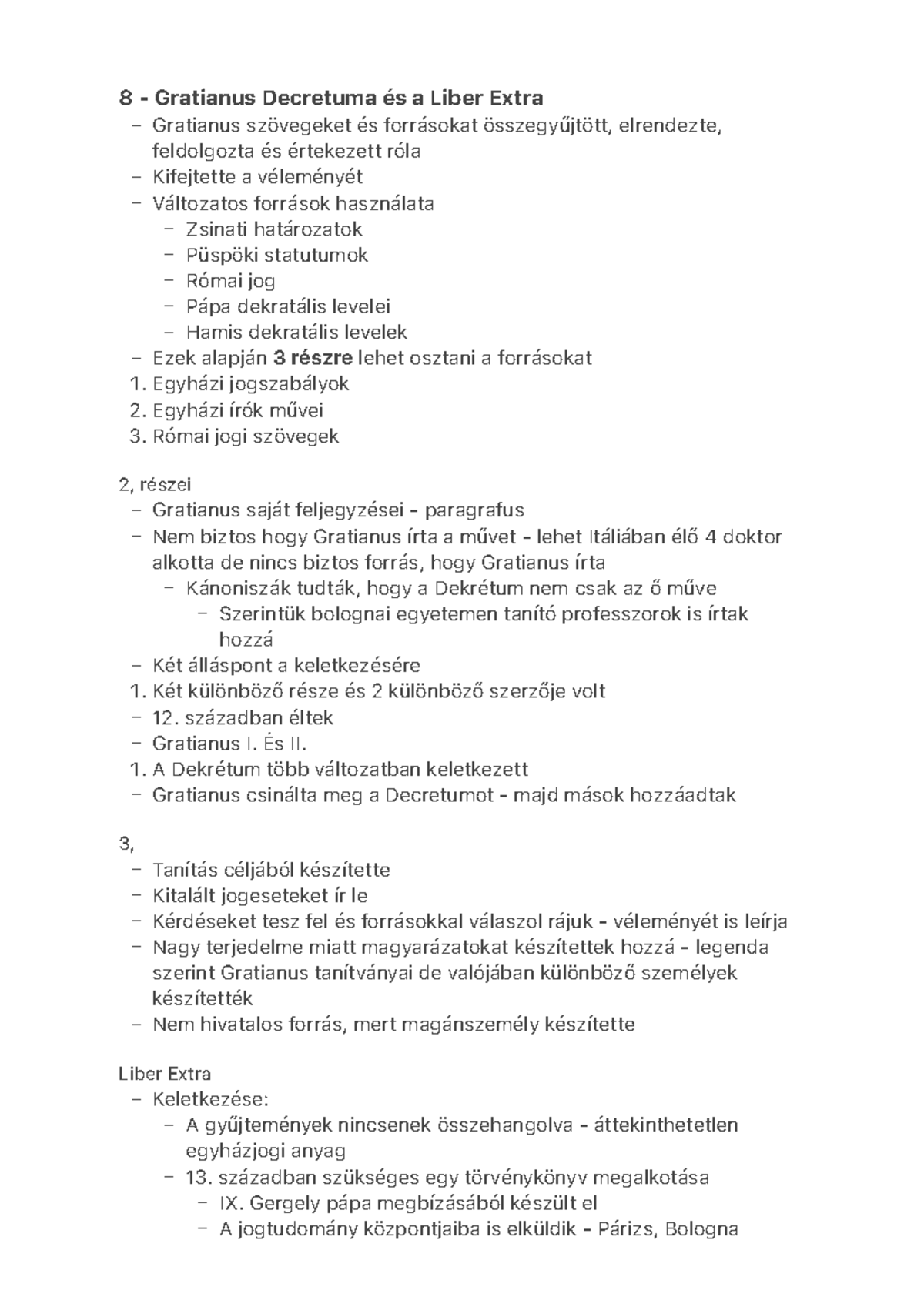 8 - Gratianus Decretuma és a Liber Extra: Források és Elemzés - Studocu