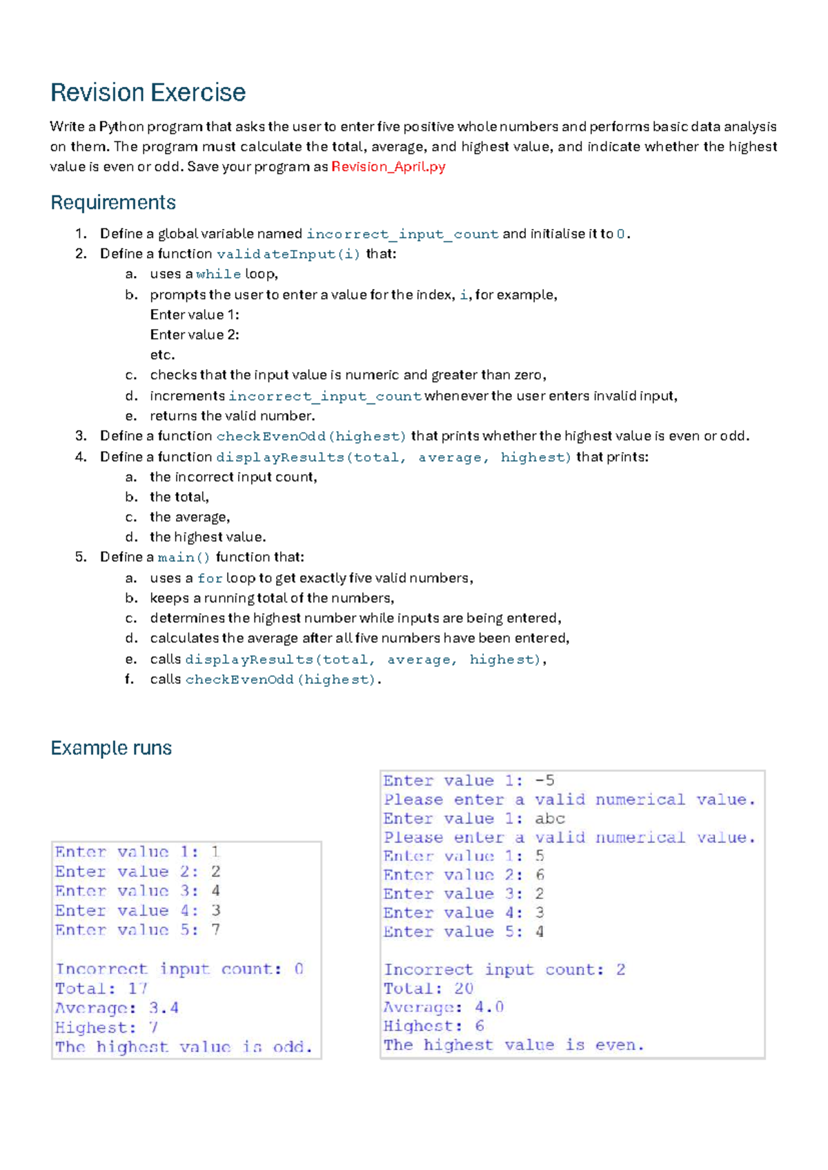 CMPG 111 - Python Data Analysis Revision Exercise - Studocu