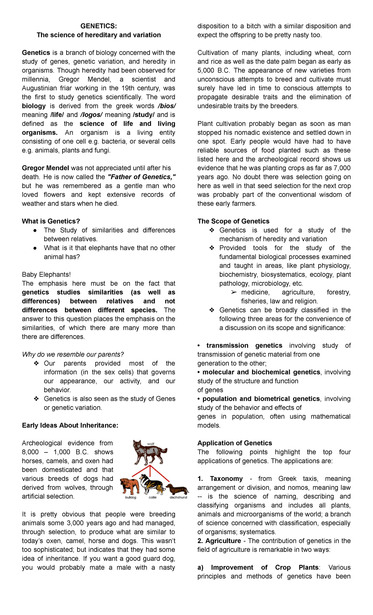 GENETICS 101: Comprehensive Review Notes for Biology Course (GEN101 ...