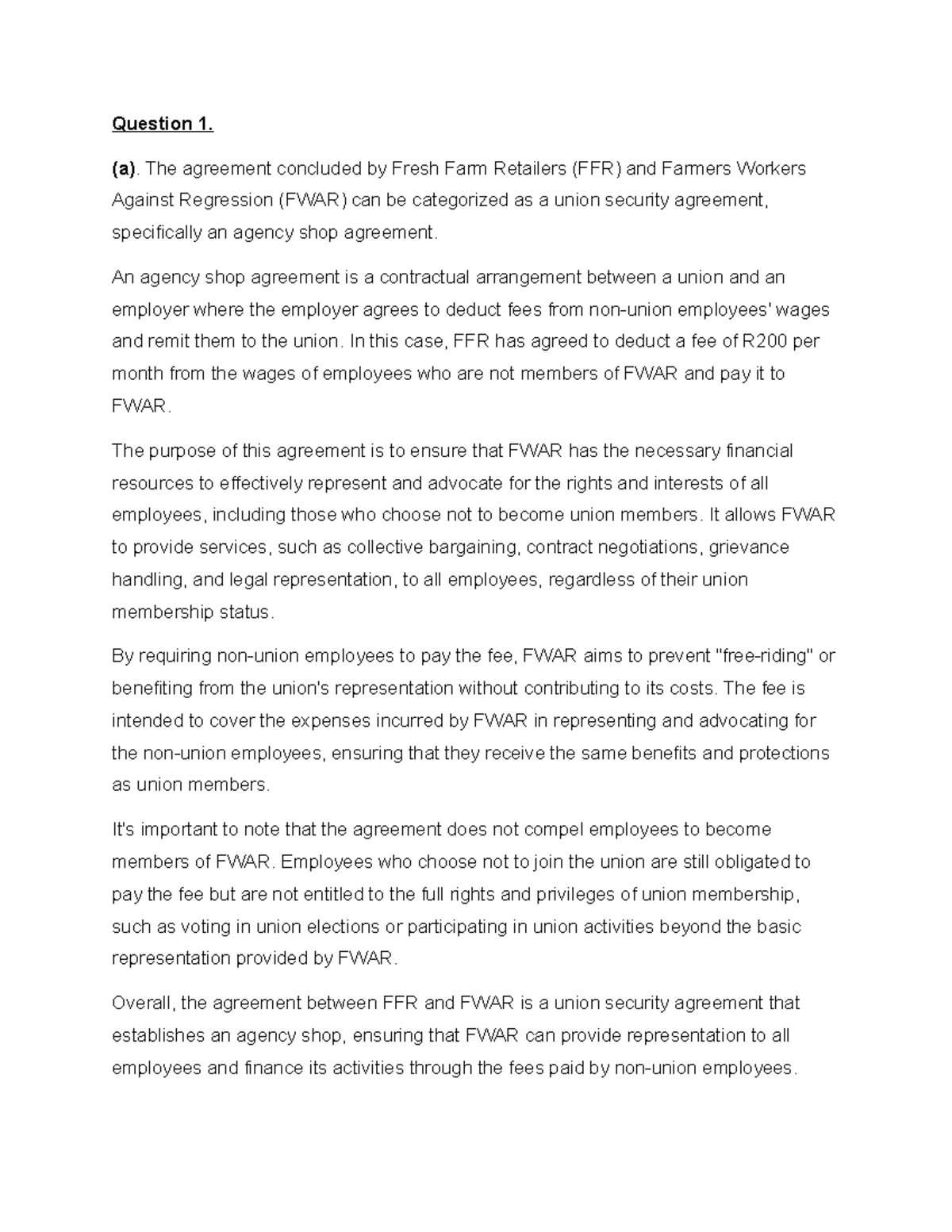 LLW 2602 Final Exam 2023 - In-Depth Essay on Labor Relations - Studocu