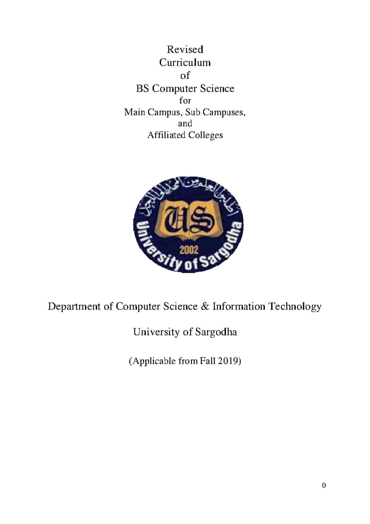 BSCS Curriculum Overview (Main Campus & Affiliated Colleges) - 2019 ...