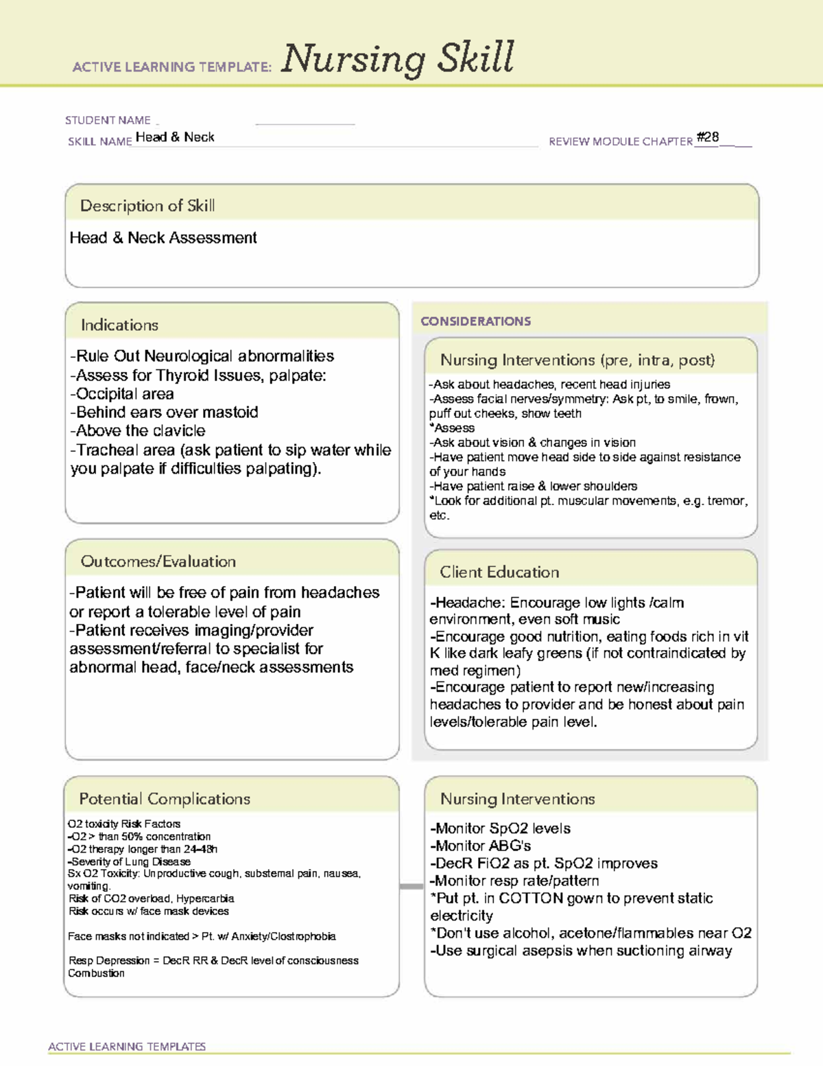 Head & Neck Assessment - ATI Ch 28 Remediation Notes for Nursing - Studocu