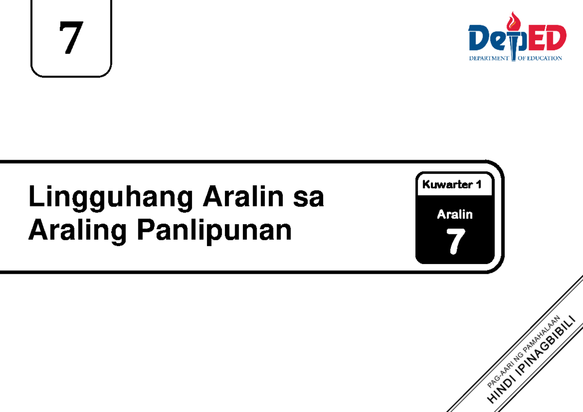 LE Araling Panlipunan 7 Q1 W7 - 7 Lingguhang Aralin sa Araling Panlipunan Aralin Kuwarter 1 ...