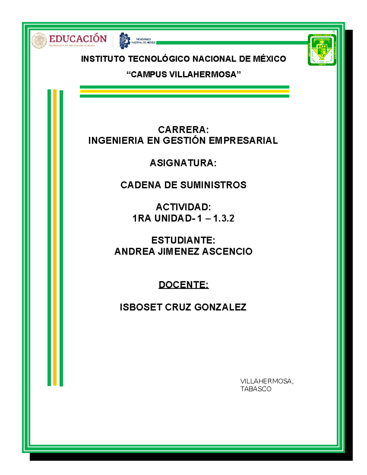 Document ITVH - Cadena de Suministros: 1ra Unidad Resumen y Notas - Studocu