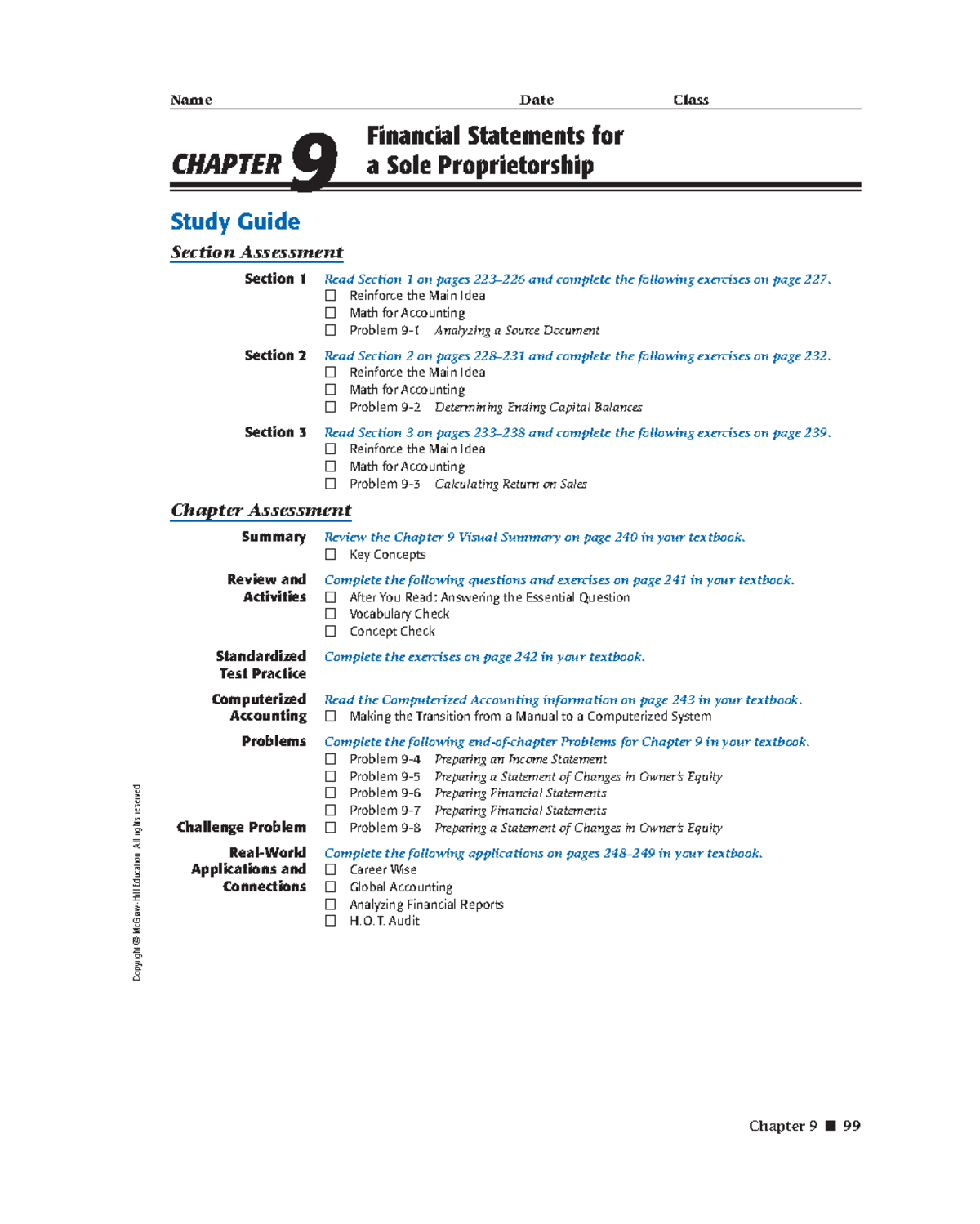 Financial Statements for Sole Proprietorship - Chapter 9 Study Guide ...