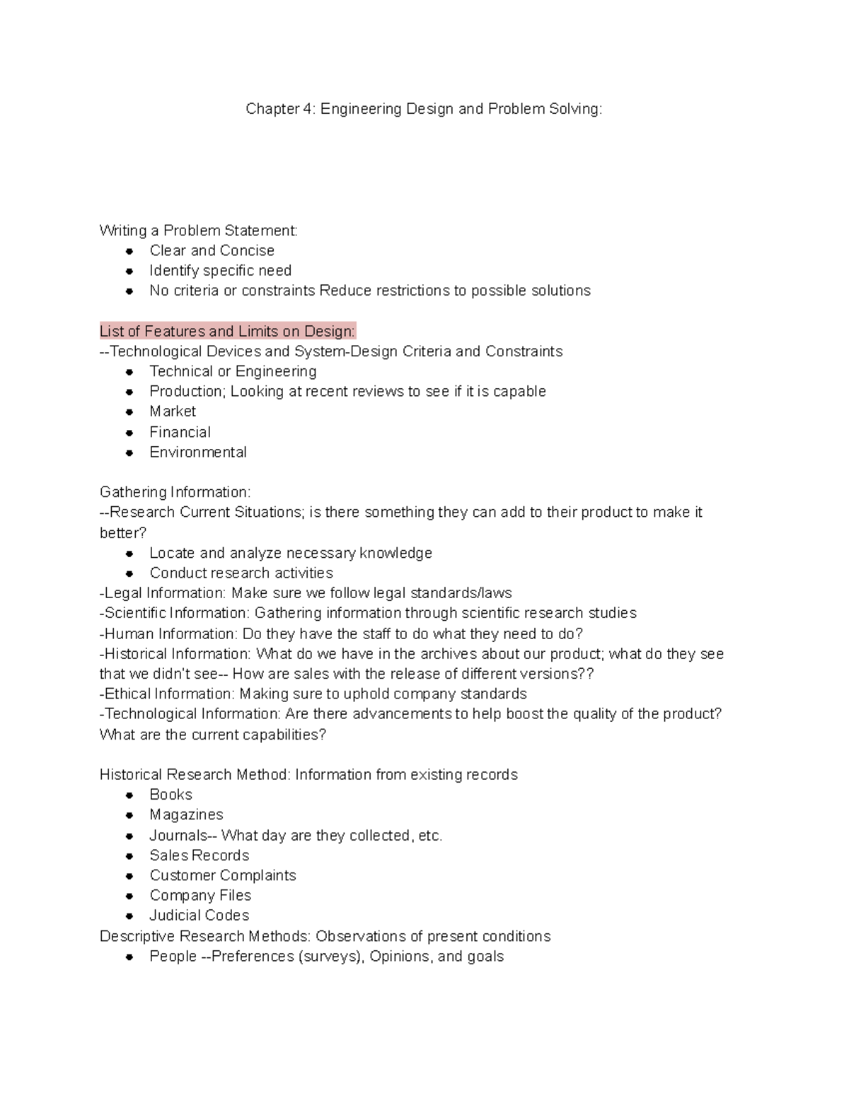 Chapter 4: Engineering Design & Problem Solving Insights - Studocu