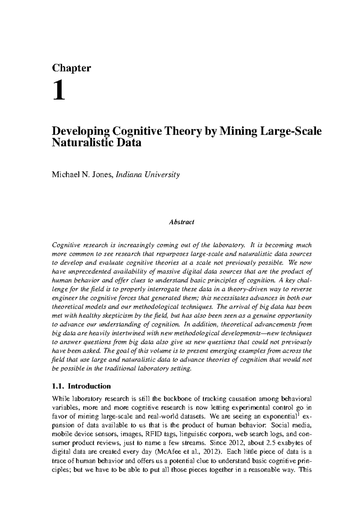 Cognitive Theories & Big Data: Advancements in Understanding Cognition ...