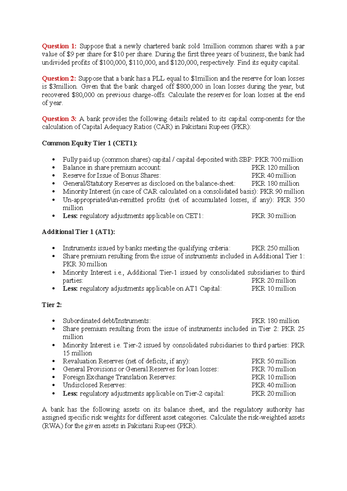 Capital Management - Practical Exercises (FIN 301) - Studocu