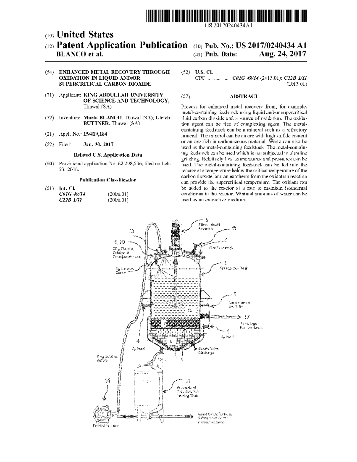 US2017 0240434 A1 - Oxidation Enhanced Metal Recovery Process - Studocu