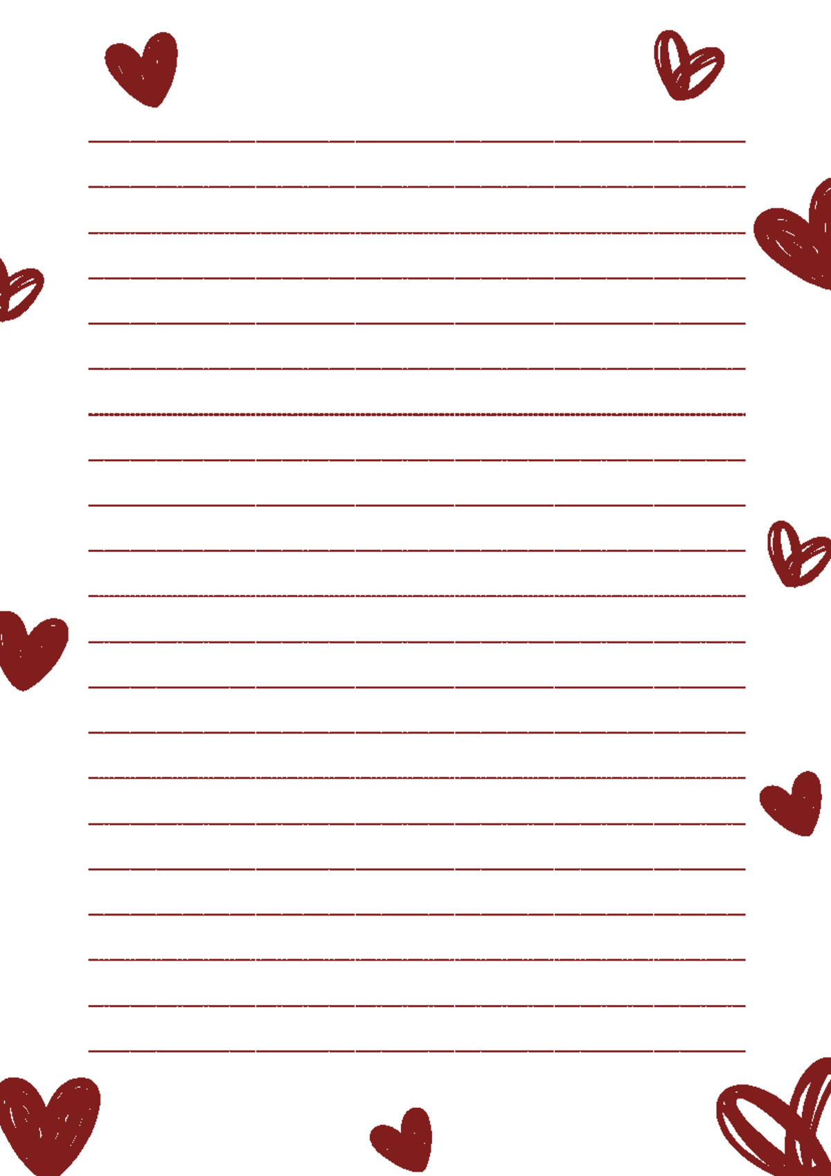 Red Heart Valentine's Day A4 Stationery Paper Document - Ngôn ngữ anh ...