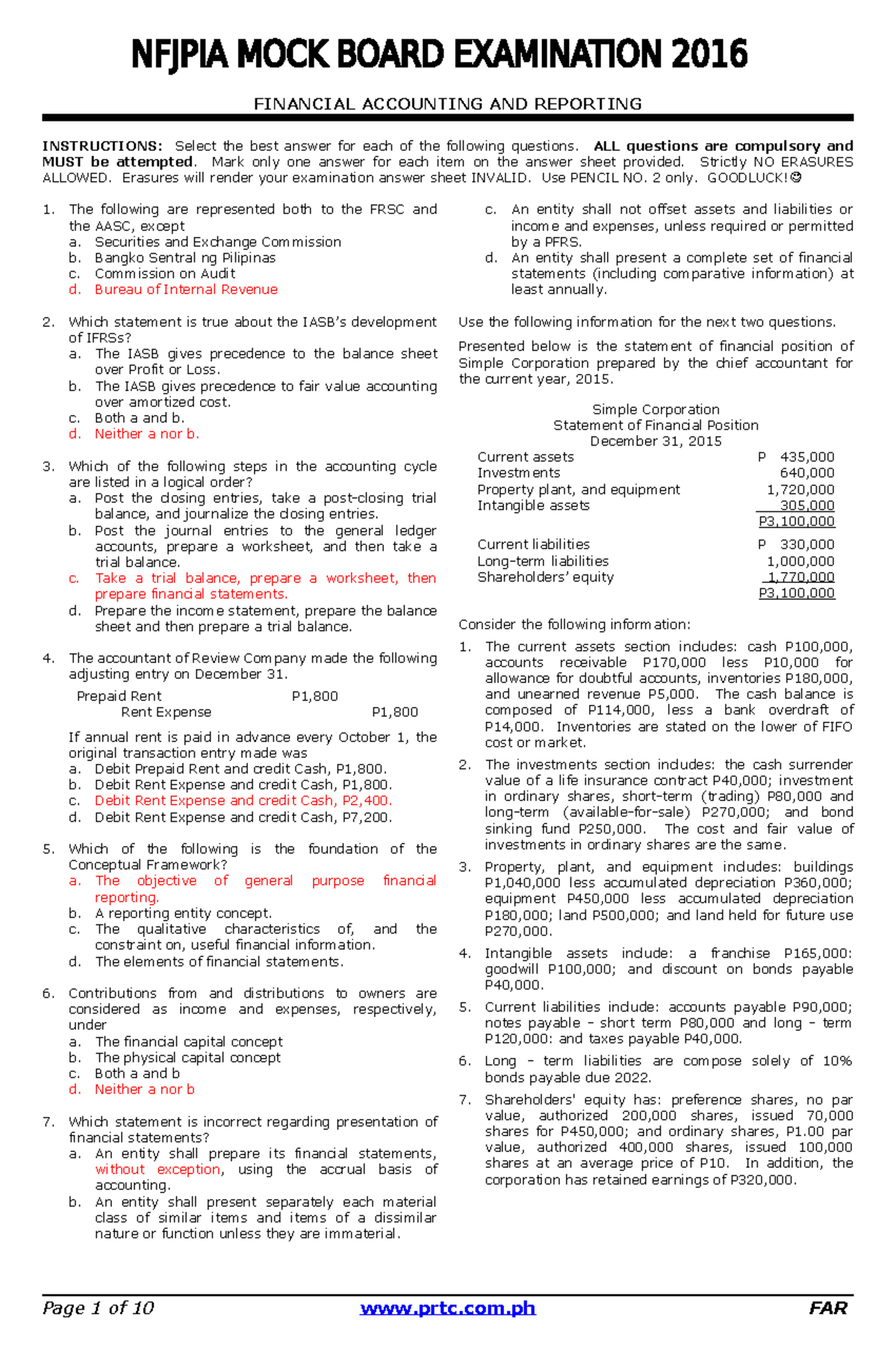 Nfjpia-Mock-Board-2016 FAR: Comprehensive Financial Accounting Exam ...