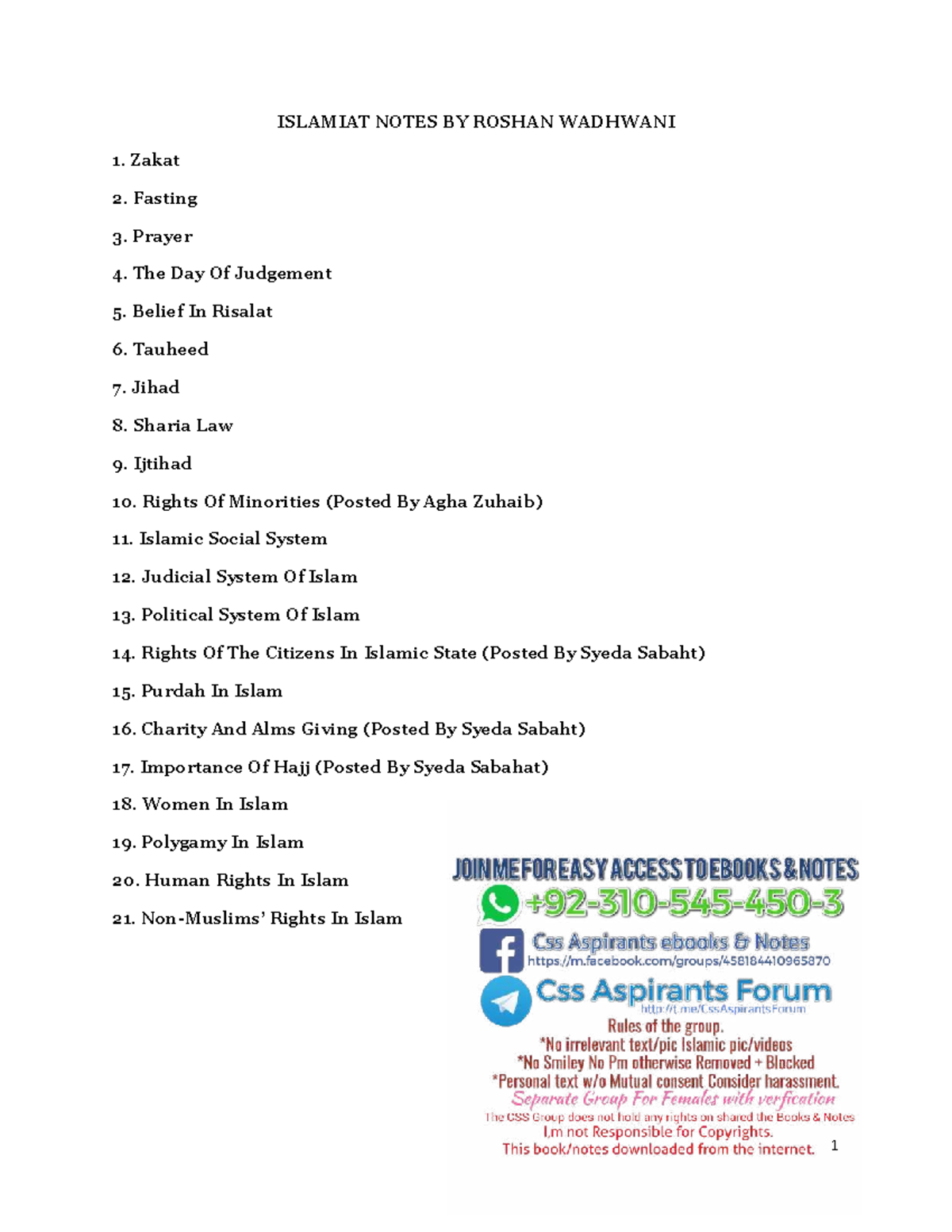 ISLAMIAT NOTES: Key Concepts and Principles of Islam by Roshan Wadwani ...