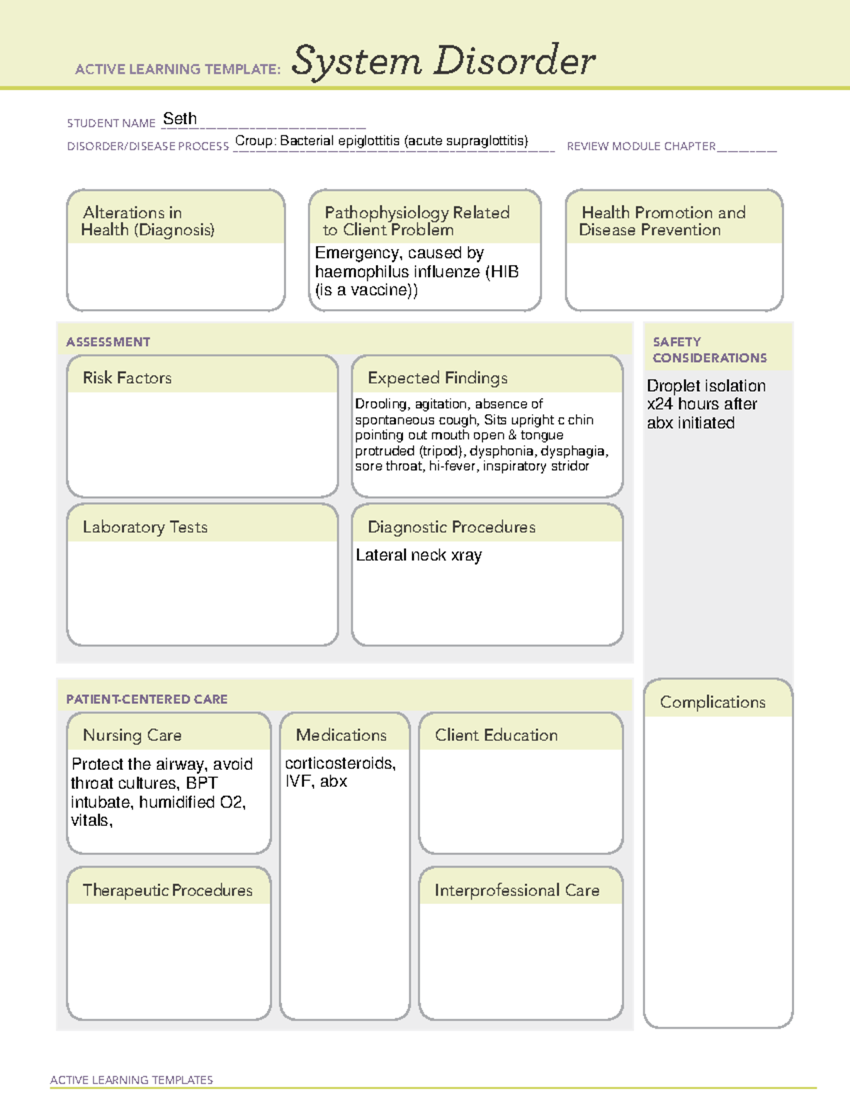 System Disorder: Croup & Bacterial Epiglottitis - Active Learning ...