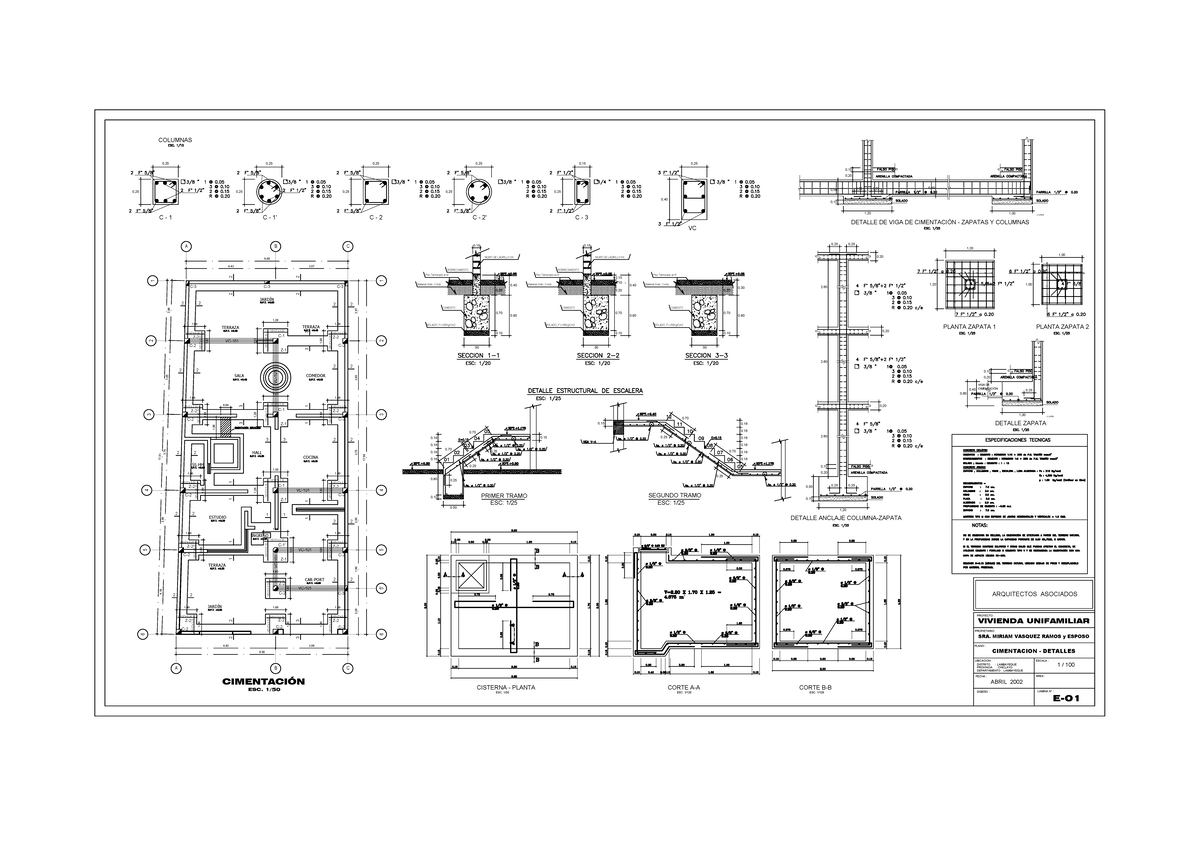 E-1 - Detalle de Cimentación y Columnas para Vivienda Unifamiliar - Studocu