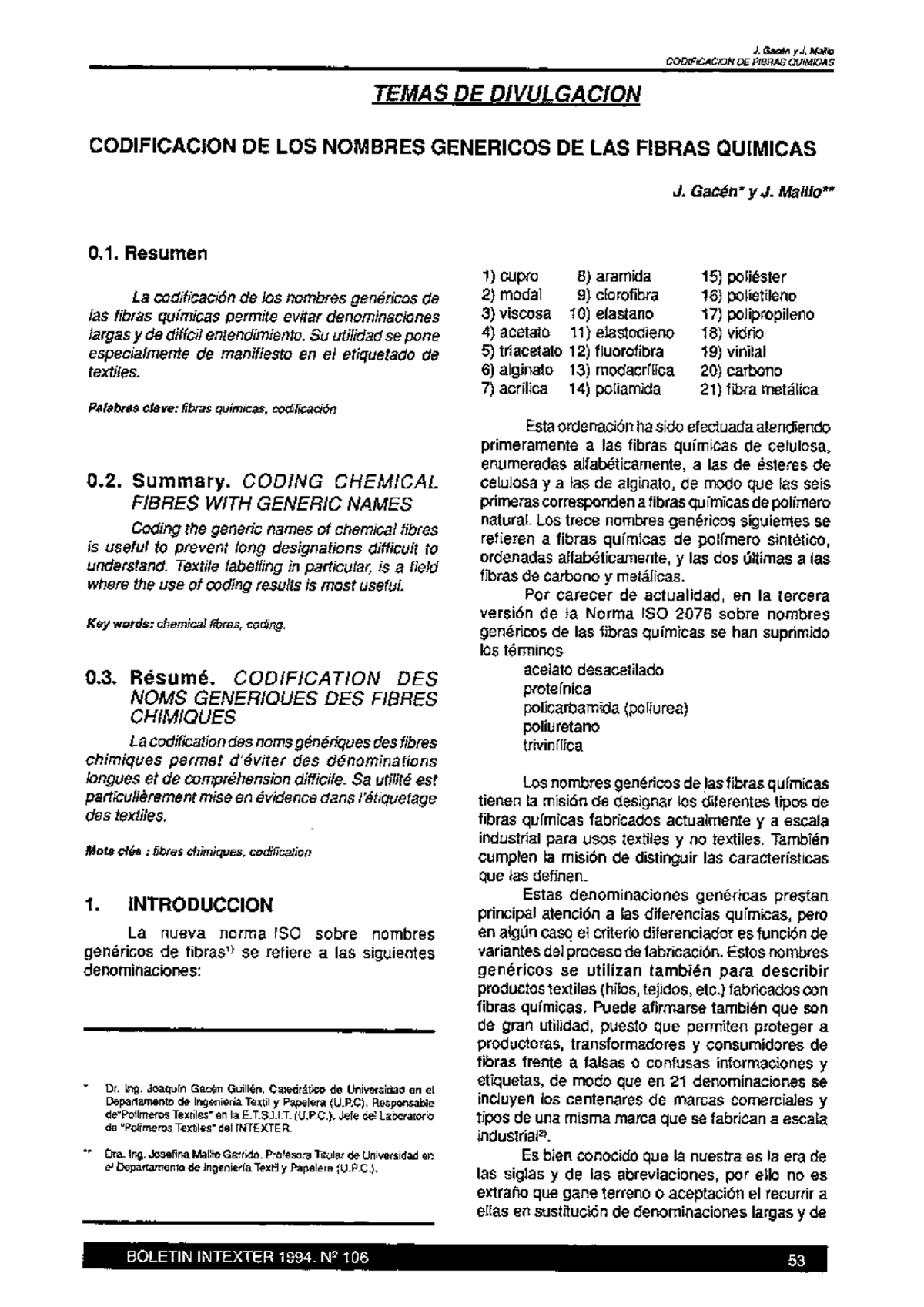 Codificación de Nombres Genéricos de Fibras Químicas (ISO 2076) - Studocu