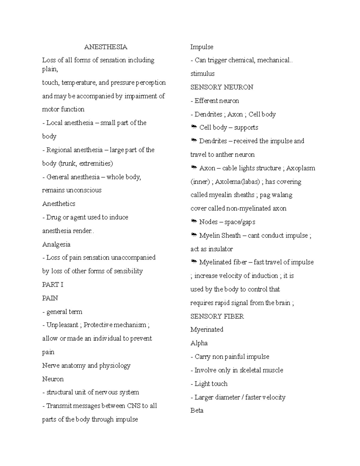 Anesthesiology - Lecture Notes 1: Understanding Anesthesia and Pain ...