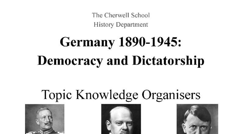 Germany: Democracy and Dictatorship Knowledge Organiser (Part 1) - Studocu