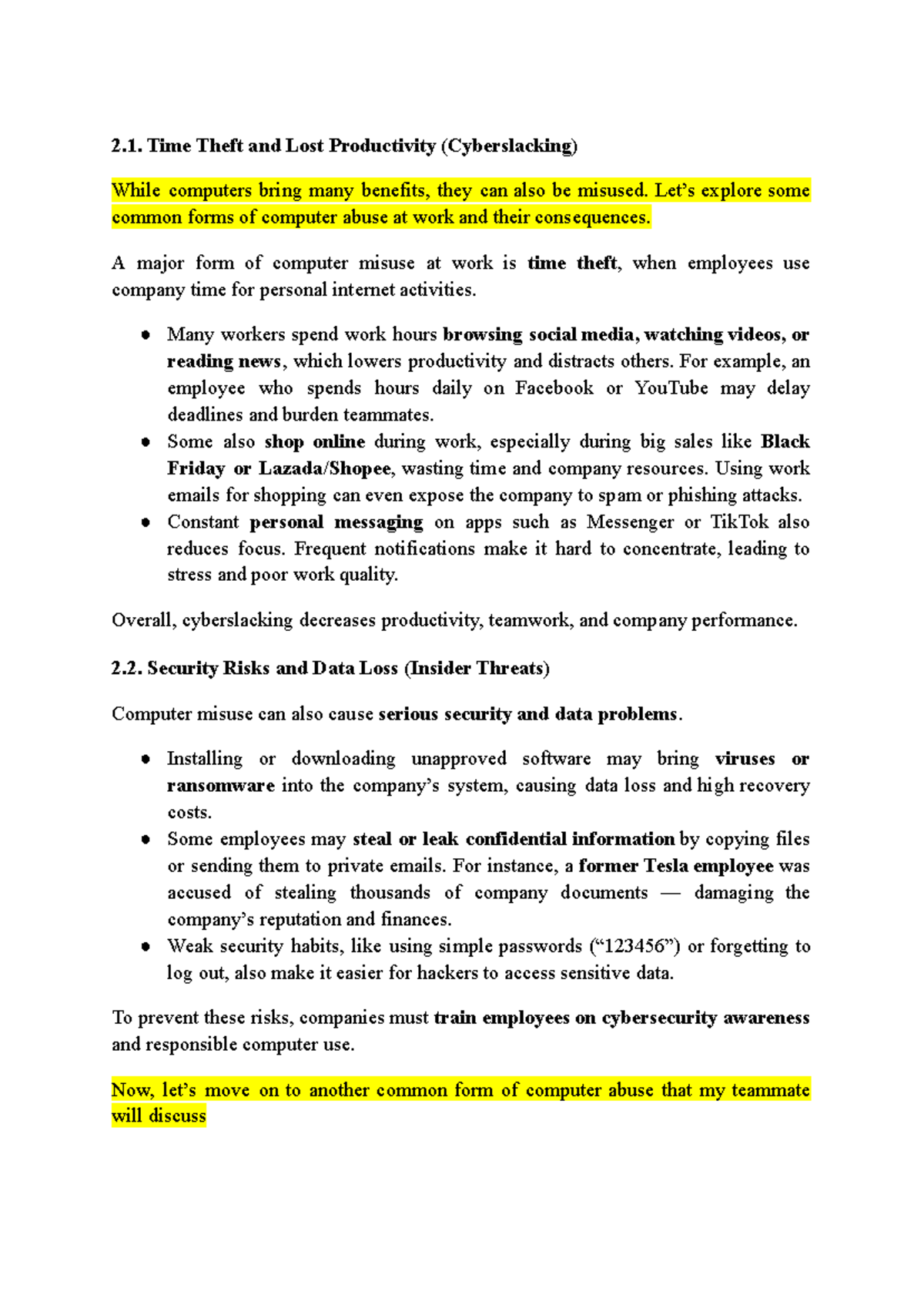 2.1. Time Theft & Productivity Loss: Cyberslacking Insights (THUYẾT ...