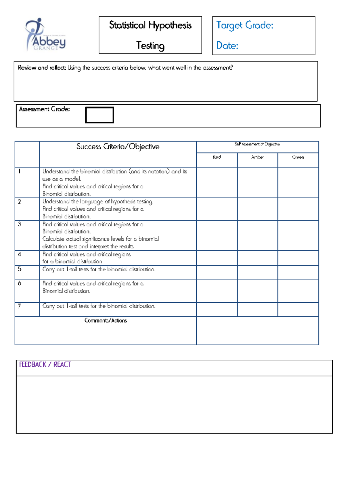 Statistics Year 1 (AS) Unit Test 5: Hypothesis Testing Analysis - Studocu