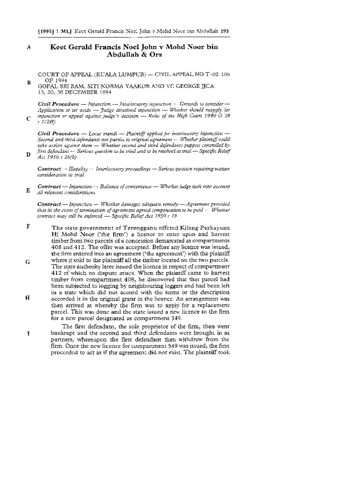 Civil Appeal T-02-106B of 1994: Keet Gerald Francis Noel John v Mohd ...
