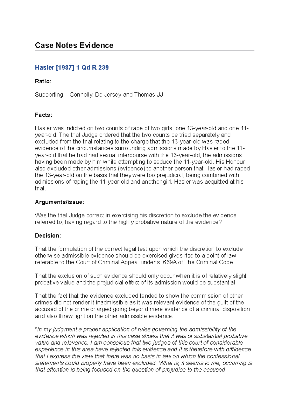 Case Study Notes on Criminal Law: Examination of Key Decisions - Studocu
