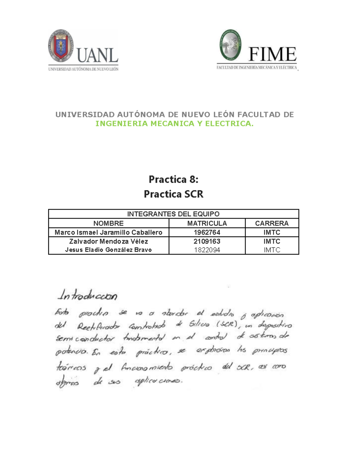 Pr8 Practica SCR - Electrónica De Potencia - UNIVERSIDAD AUTÓNOMA DE ...