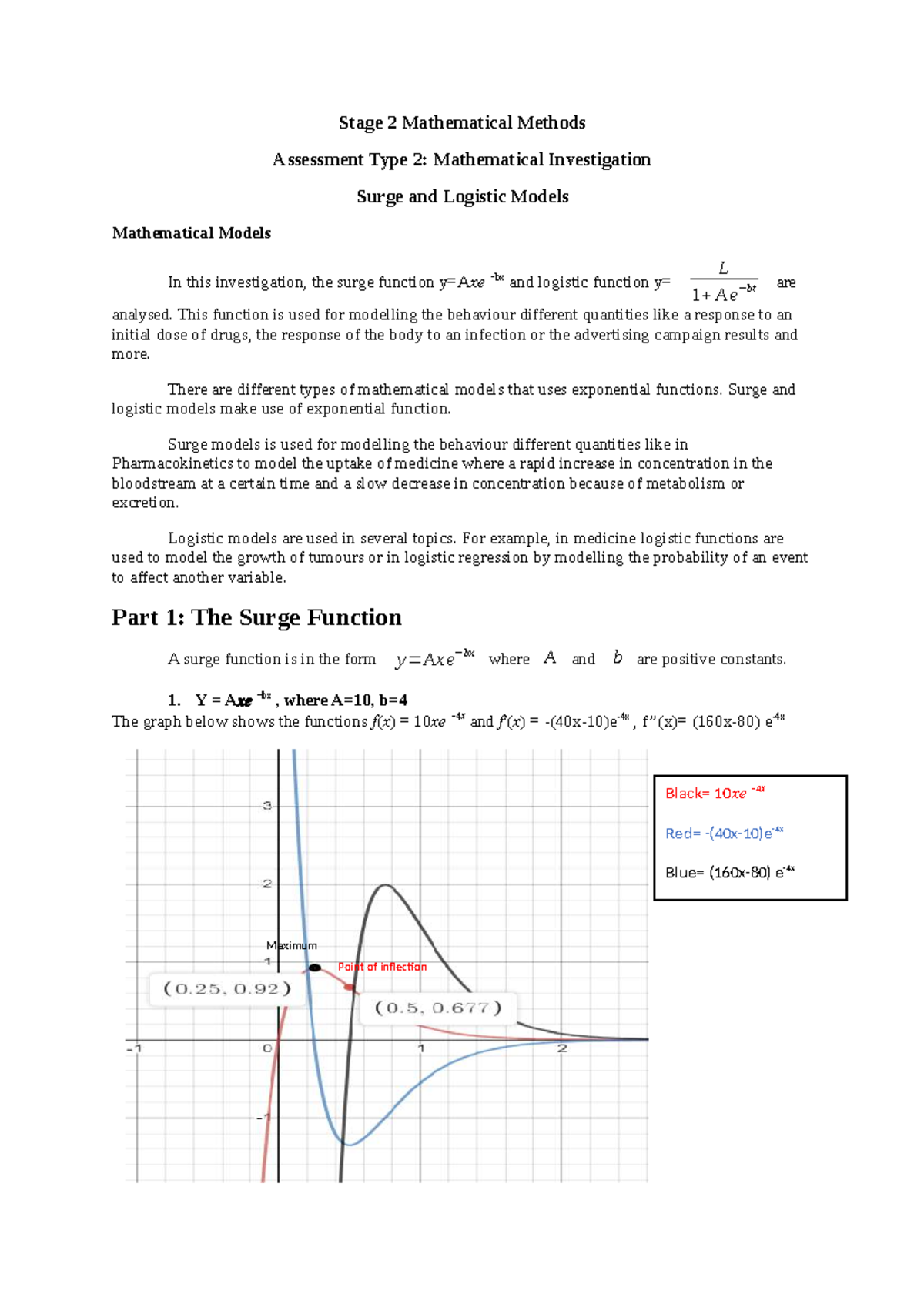 Mathematical Investigation of Surge & Logistic Models - DI Math Methods - Studocu
