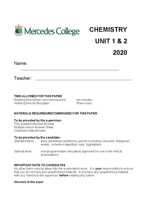 IB Chemistry Specimen Papers 1A, 1B, and 2 for 2025 Examinations - Studocu