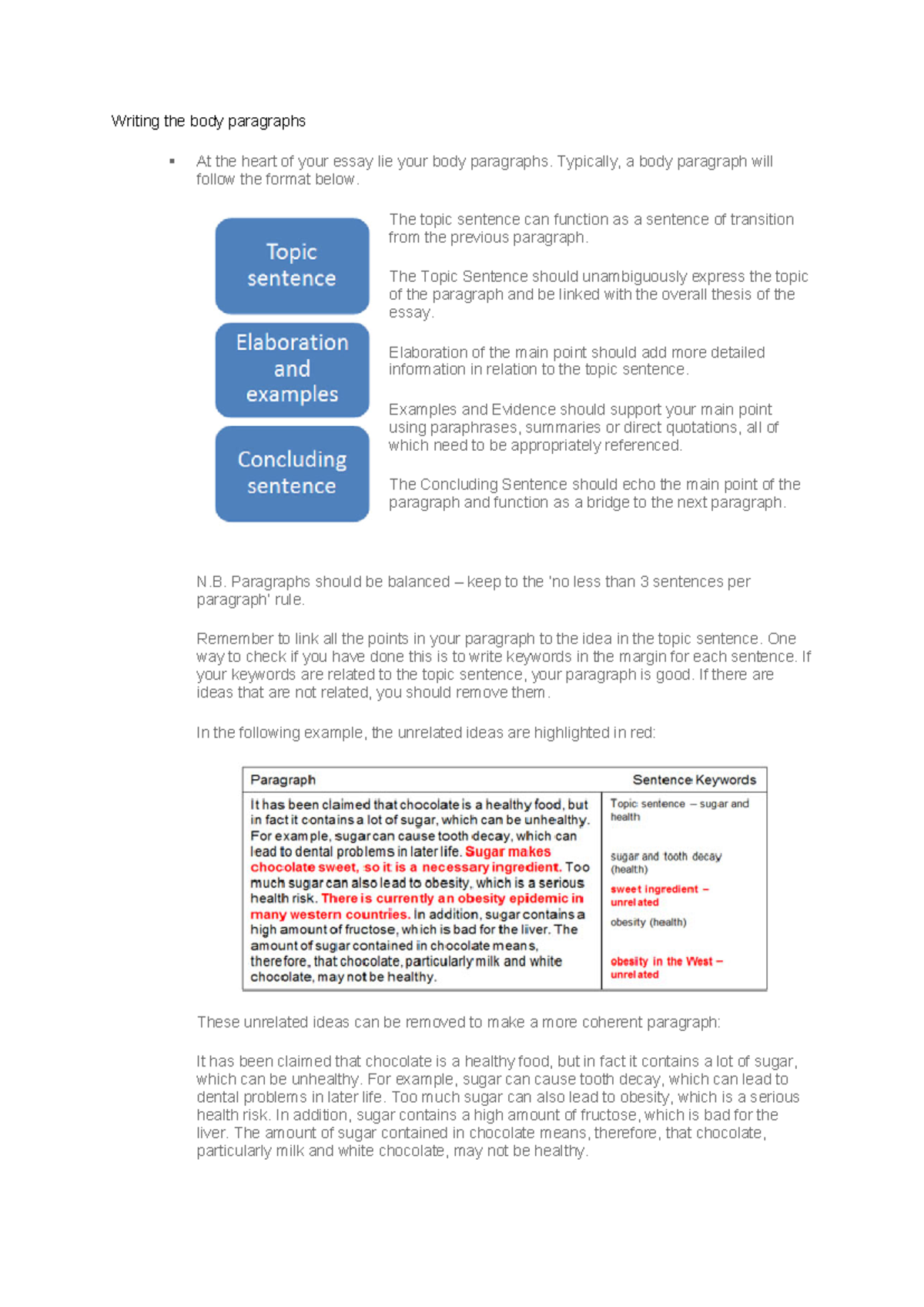 Body Paragraph Writing Guidelines for Effective Essays - Studocu
