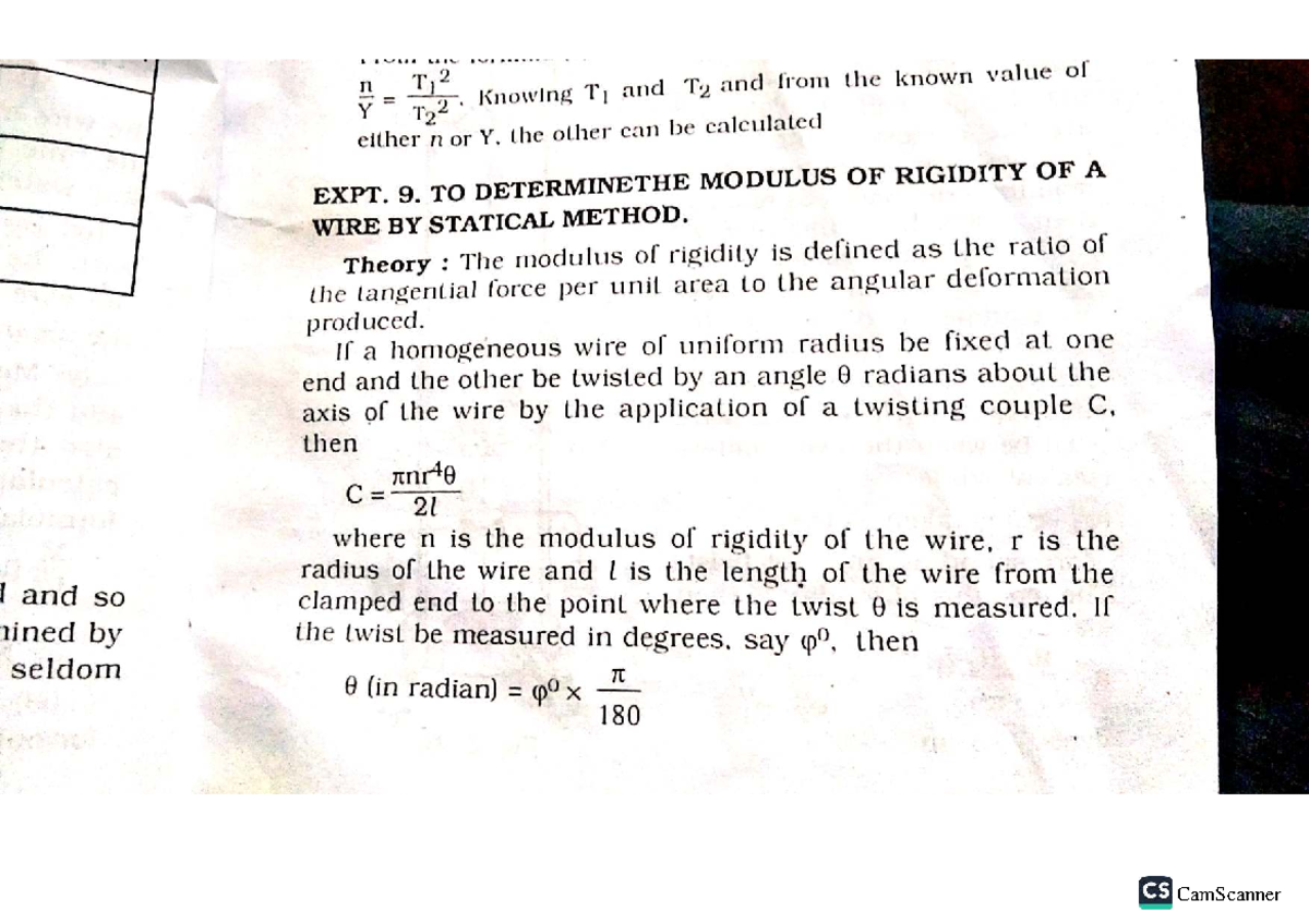 EXPT. 9 & 10: Modulus of Rigidity & Refractive Index Determination ...