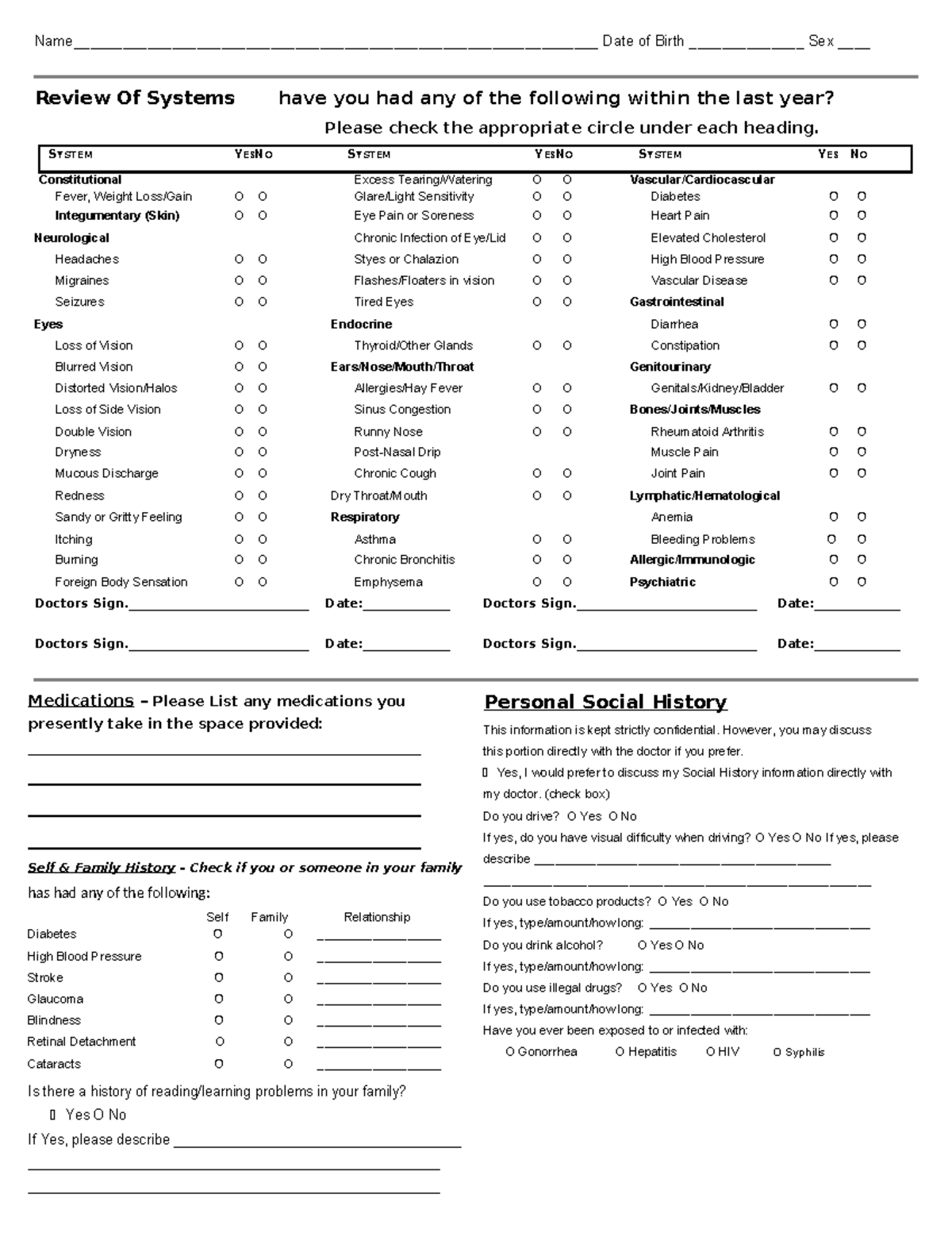 Review of Systems Template for Medical Evaluation (Course Code: 46) - Studocu