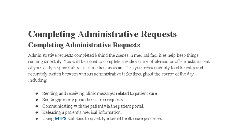 Administrative Tasks in Medical Assistants: Completing Requests ...