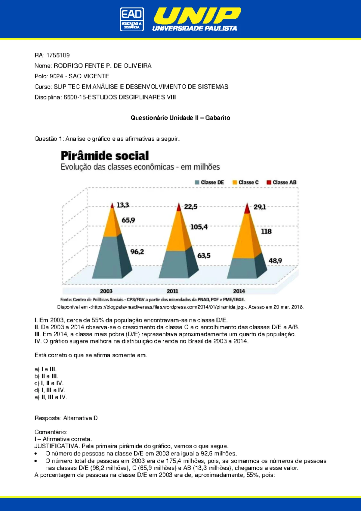 Questionário Unidade II - Interpretação e Produção de Textos D277_50104 ...